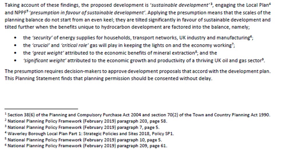 Extract of planning statement on NPPF – DRILL OR DROP?