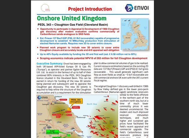 Europa and Egdon seek £6.5m+ funding for Burniston gas plans – DRILL OR ...